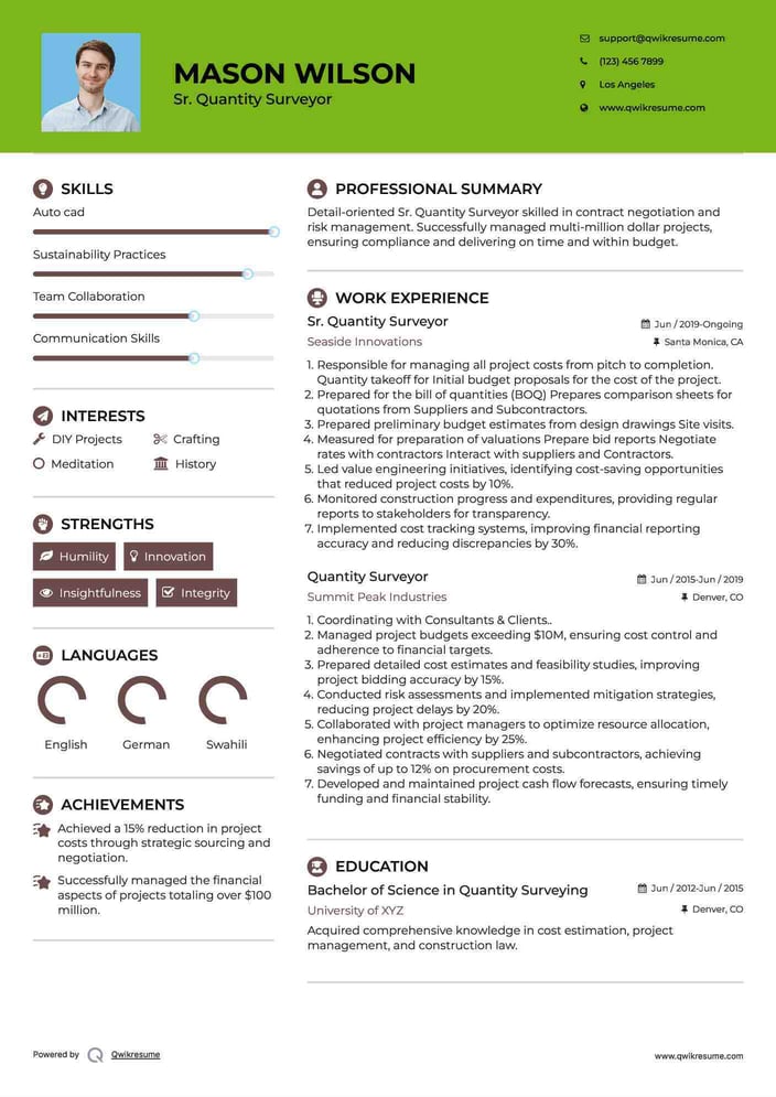 Essential Tips To Make An Stunning Quantity Surveyor Resume